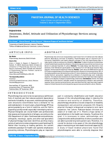 Pdf Awareness Belief Attitude And Utilization Of Physiotherapy