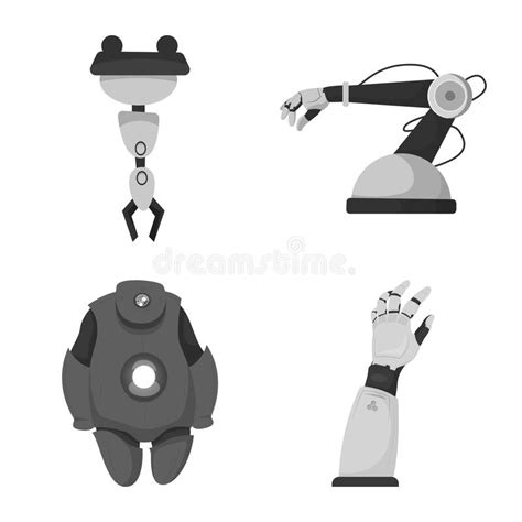 Vector Design Of Robot And Factory Icon Set Of Robot And Space Vector Icon For Stock Stock