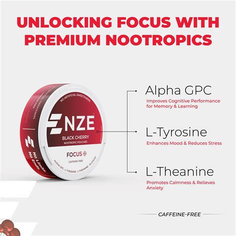 Black Cherry Focus Nootropic Pouches Caffeine Free 5 Pack Nze · Nze