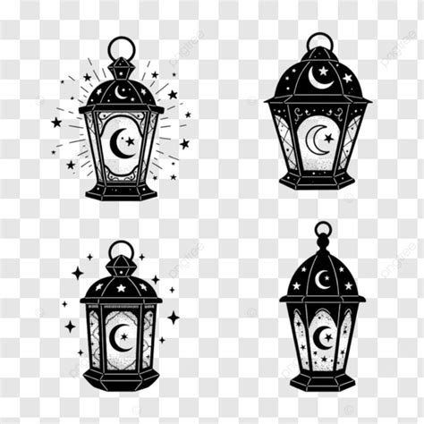 초승달과 스타 디자인이있는 장식 랜턴 아이콘 세트 장식용 등불 이슬람 등불 검은 등불 Png 일러스트 및 이미지 에 대한 무료 다운로드 Pngtree
