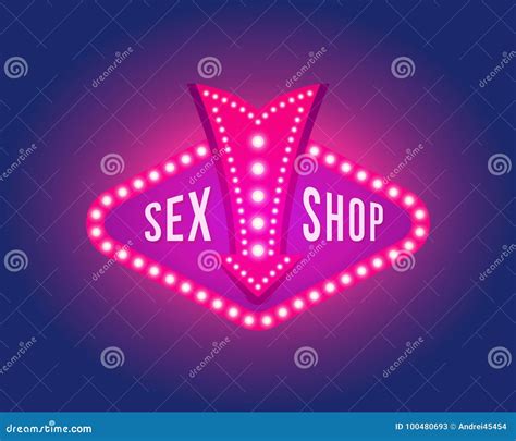 Retro Signboard With Light Text Of Sex Shop Stock Illustration