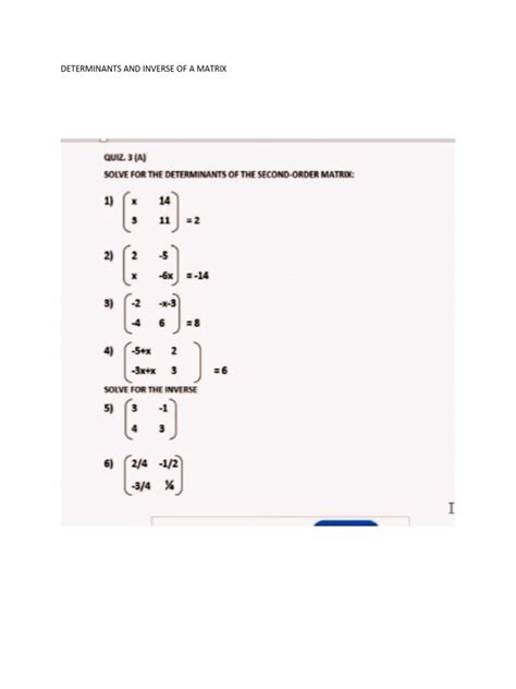 determinants and inverse of a matrix pdf