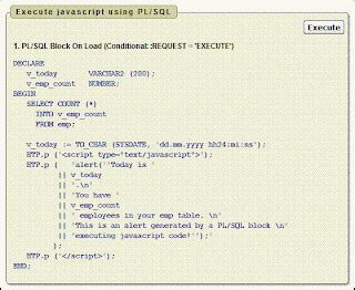 Denes Kubicek ApEx BLOG Execute Javascript Through PL SQL