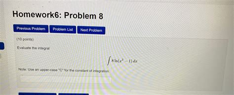 Solved Homework6 Problem 8 Previous Problem Problem List