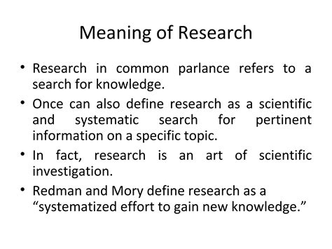 Meaning Of Research Ppt
