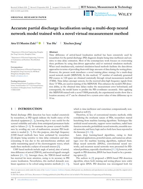 Pdf Accurate Partial Discharge Localisation Using A Multi‐deep Neural Network Model Trained