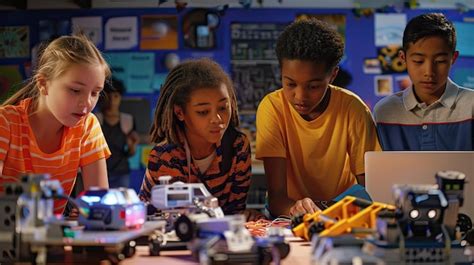 Premium Photo Teamwork Middle School Robotics