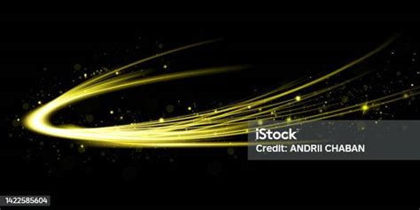 황금색의 움직임과 속도의 추상적 인 조명 라인 가벼운 일상의 빛나는 효과 반원형 파동 가벼운 트레일 곡선 소용돌이 광섬유 백열 Png 곡선에 대한 스톡 벡터 아트 및 기타