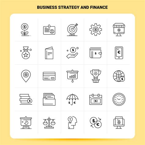 Outline 25 Business Strategy And Finance Icon Set Vector Line Style Design Black Icons Set
