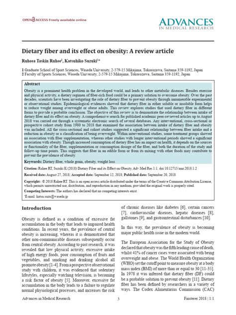 Dietary Fiber And Its Effect On Obesity Pdf Dietary Fiber Diet