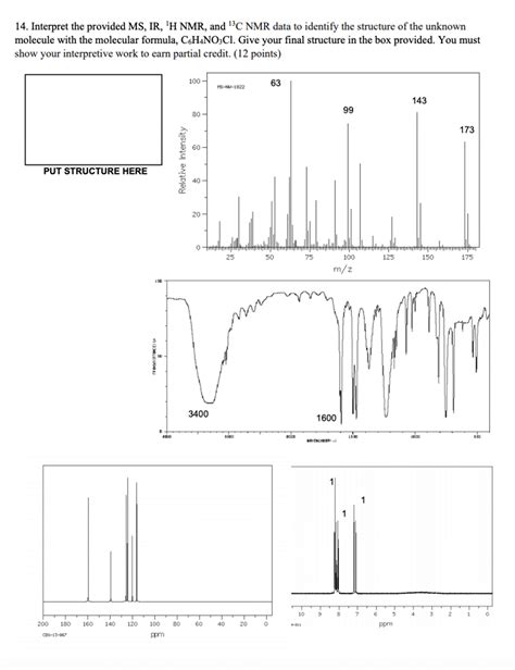 solved 14 interpret the provided ms ir h nmr and 13c nmr data