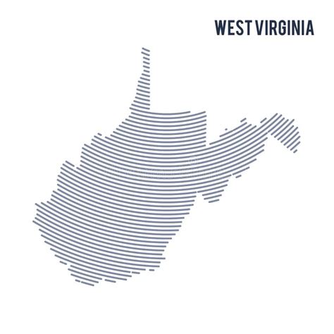 Vector Abstract Hatched Map Of Of State Of West Virginia With Curve Lines Isolated On A White