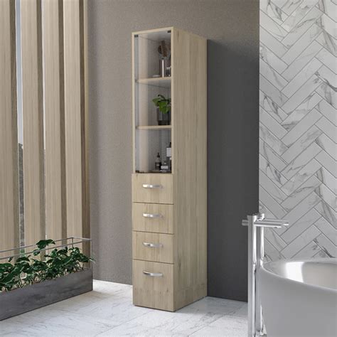 Linen Storage Cabinet Three Shelves And Four Drawers For Toiletries