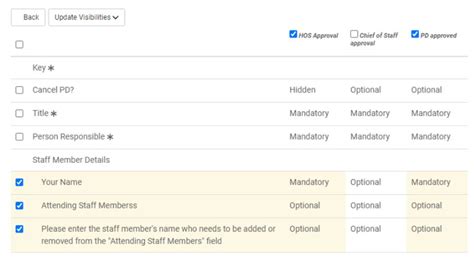 how to adjust the visibility of fields on a form in assurance complispace