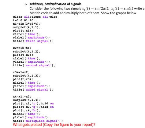 solved 1 addition multiplication of signals consider the