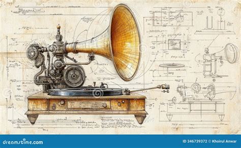 Engineering Diagram Blueprint Paper Drafting Project Sketch Royalty