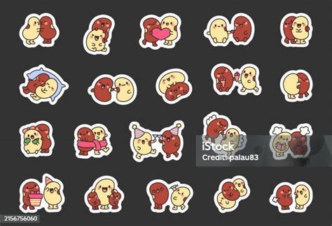 커플 콩 친구 스티커 책갈피 귀여운 유기적 캐릭터 손으로 그린 스타일입니다 벡터 그리기 디자인 요소 모음 가공의 인물에 대한