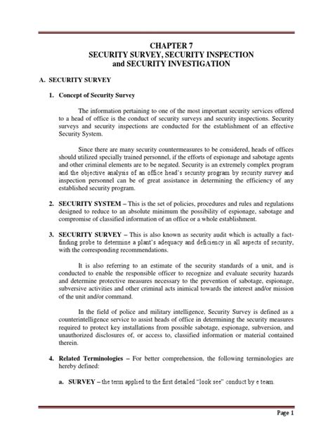 Security Survey Security Inspection And Security Investigation Pdf Counterintelligence