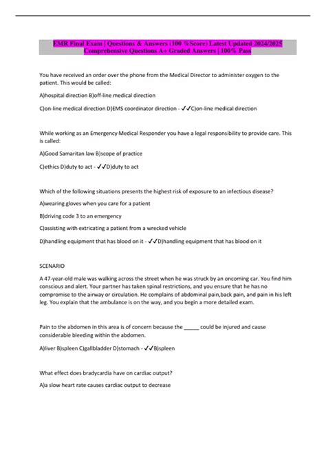 Emr Final Exam Questions And Answers 100 Score Latest Updated 2024 2025 Comprehensive