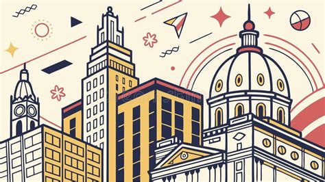 Abstract Vector Art Of Classical Building With Geometric Style Elements