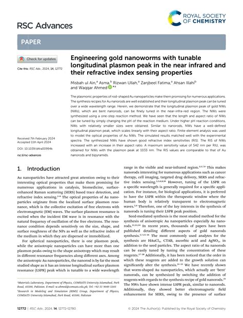 Pdf Engineering Gold Nanoworms With Tunable Longitudinal Plasmon Peak