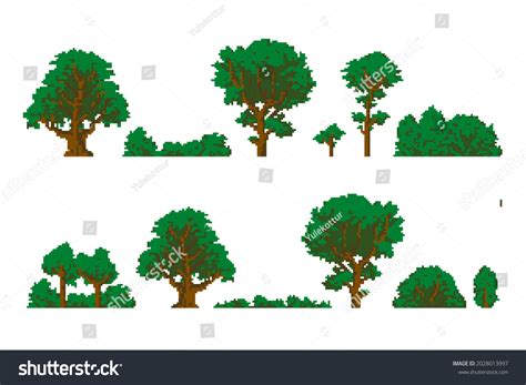 Pixel Art Trees Set Vector Element Stock Vector Royalty Free 2028013997 Shutterstock