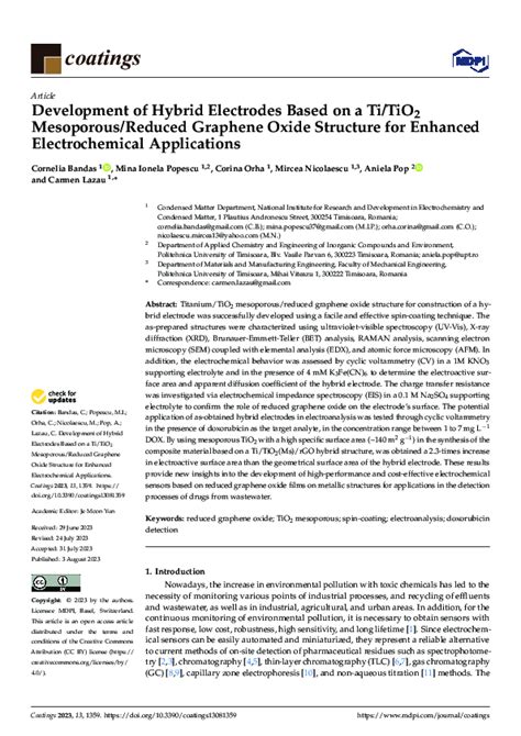 Pdf Development Of Hybrid Electrodes Based On A Titio2 Mesoporous