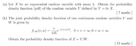 Solved A Let X Be An Exponential Random Variable With Chegg Com