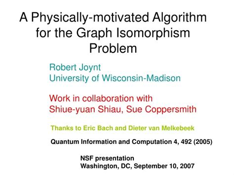 Ppt Physically Motivated Algorithm For Graph Isomorphism Problem