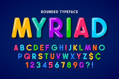 편평한 거품 코믹 글꼴 디자인 다채로운 알파벳 서체 컴퓨터 글자에 대한 스톡 벡터 아트 및 기타 이미지 컴퓨터 글자 3차원