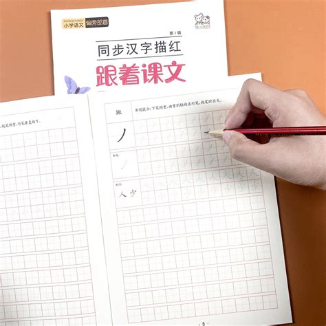 跟着课文写汉字2册幼儿园偏旁部首组合识字幼小衔接启蒙早教训练笔画笔顺描红3 6岁学前儿童正姿控笔训练一年级基本硬笔铅笔天天练 虎窝淘