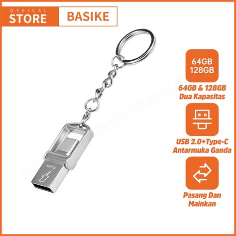 Jual HOT BASIKE Flashdisk OTG Type C USB 128GB 64G Metal 2 Port High Speed Reading Daya Tahan