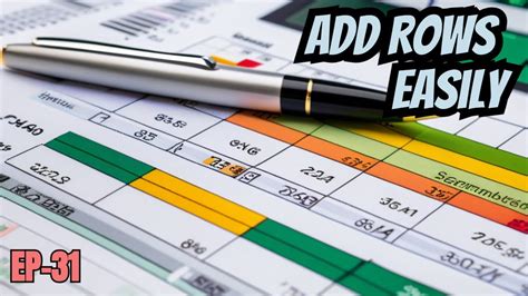 Excel Tutorial For Beginners Add Rows Row Addition Insert Rows Youtube