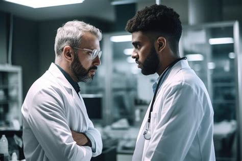 premium ai image shot of two scientists having a discussion in a