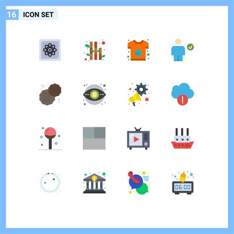 Mobile Interface Flat Color Set Of 16 Pictograms Of Done Check Brand Body Tshirt Editable Pack