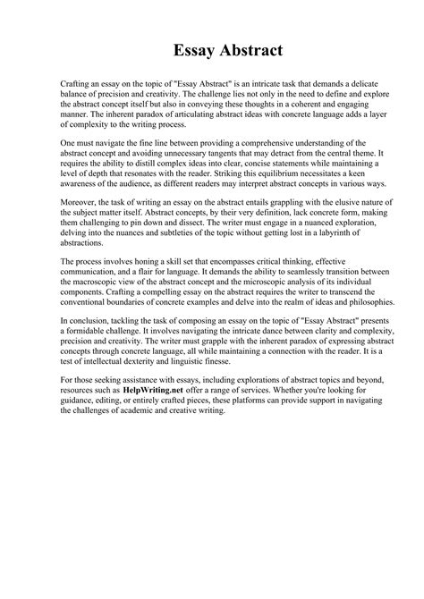 Essay Abstract University Of Saint Katherine Pdf