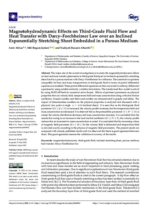 Pdf Magnetohydrodynamic Effects On Third Grade Fluid Flow And Heat Transfer With Darcy