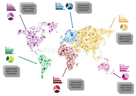 World Map With Diagram Chart And Graph On Background Of Future Digital Global Technologies Map