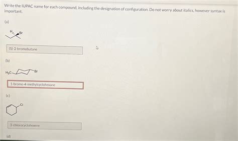 Solved Write The Iupac Name For Each Compound Including The