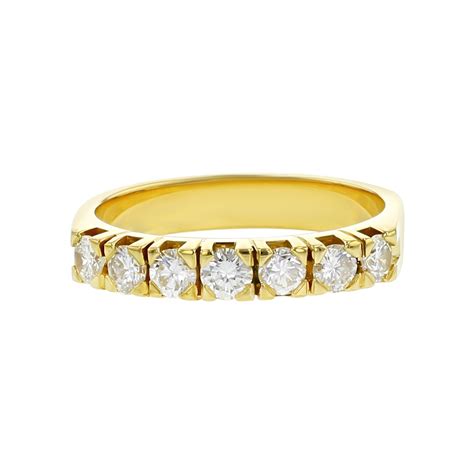 18k Yellow Gold Diamond 7 Stone Wedding Band Schiffmans Jewelers