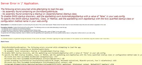 C No Assembly Found Containing An Owinstartupattribute Error In Asp