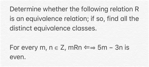 Solved Determine Whether The Following Relation R Is An Chegg