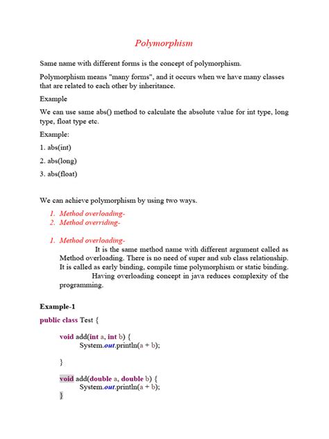 18 polymorphism pdf method computer programming inheritance