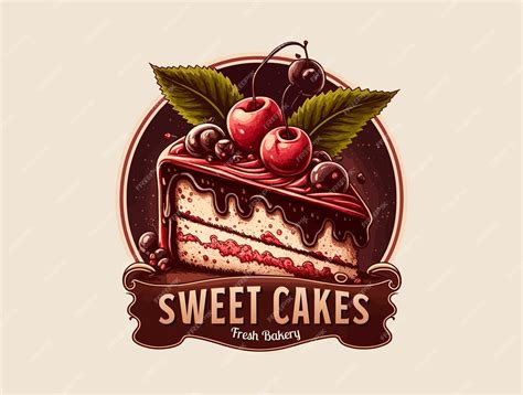 Premium Vector Sweet Cake Logo With Cherries For Cakery And Bakery