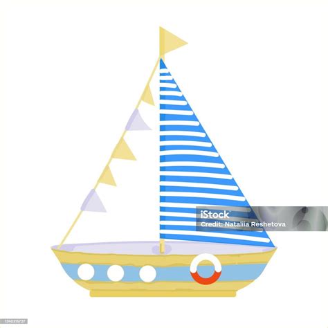 슬링 요트 벡터 자식 문부 흰색 배경에 고립 된 만화 스타일 해양 장난감 수송 선박 범선 레크리에이션 선박에 대한 스톡 벡터 아트 및 기타 이미지 범선 레크리에이션 선박