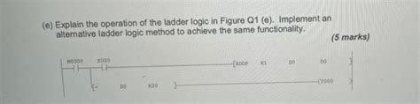 Solved E Explain The Operation Of The Ladder Logic In Chegg Com
