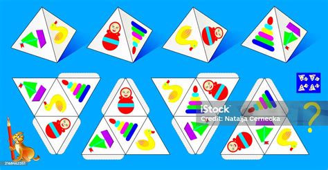 어린이와 성인을 위한 논리 퍼즐 게임 각 피라미드에 해당하는 패턴은 무엇입니까 벡터 이미지입니다 워크시트에 대한 스톡 벡터 아트 및 기타 이미지 Istock
