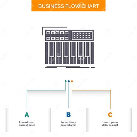 Synth Keyboard Midi Synthesiser Synthesizer Business Flow Chart Design With 3 Steps Glyph