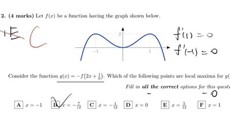 solved 2 4 marks let f x be a function having the graph