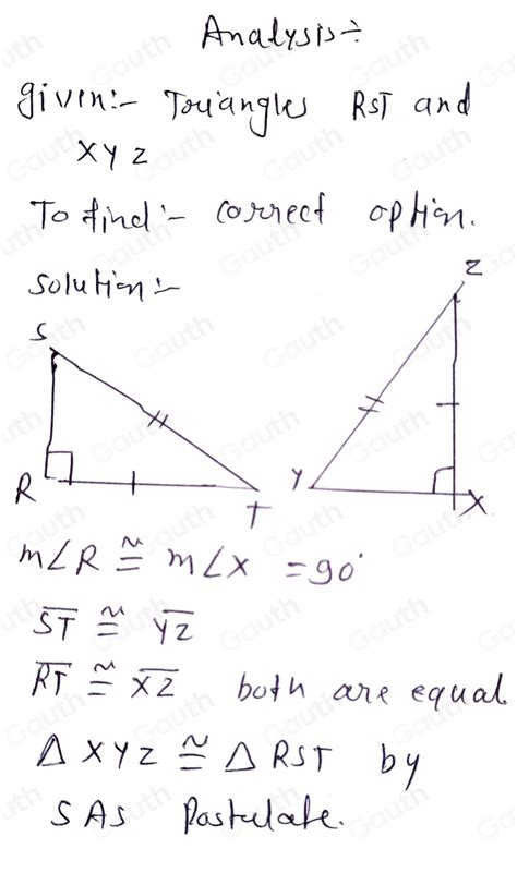 Solved Triangles Rst And Xyz Are Shown S X Which Theorem Directly
